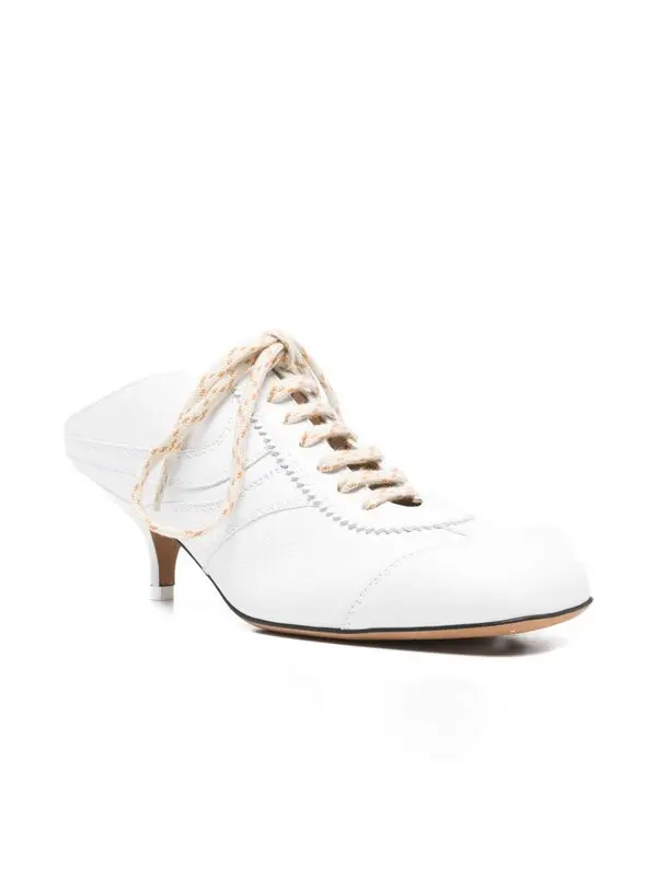 Dries Van Noten White Leather Heel Mules - Multicolor