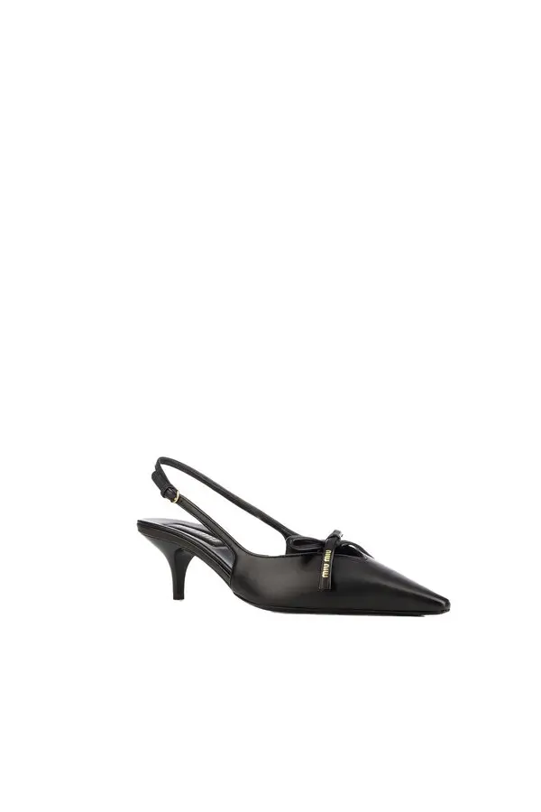 Miu Miu Black Slingback Pumps With Bow Detailing - Multicolor