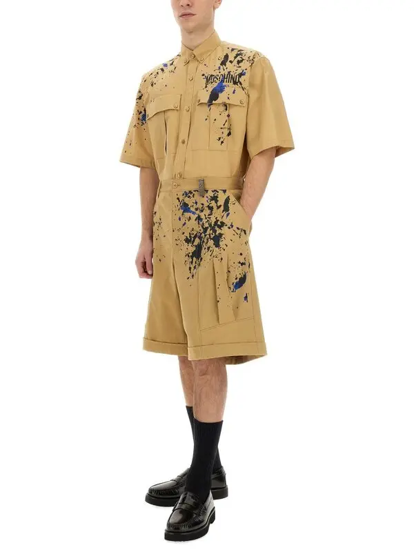 Moschino Bermuda Cargo Shorts With Graphic Print