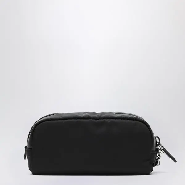 Prada Re-nylon Pouch With Enamelled Triangle Logo - Black