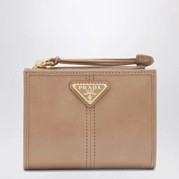 Prada Small Light Pink Leather Wallet - Brown