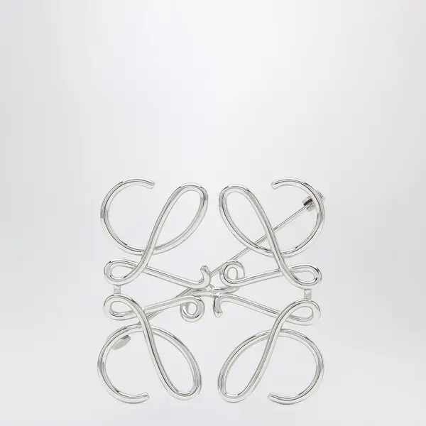 Loewe Anagram Brooch In -tone Metal - Silver