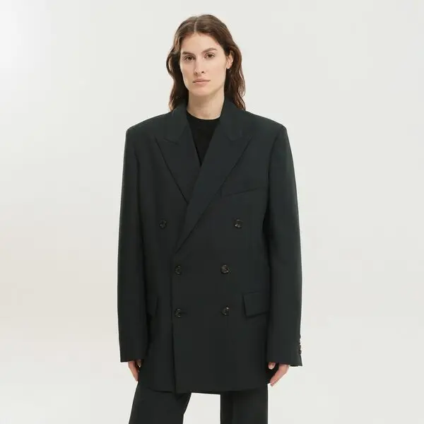 1989 STUDIO Dark Double-breasted Blazer - Green