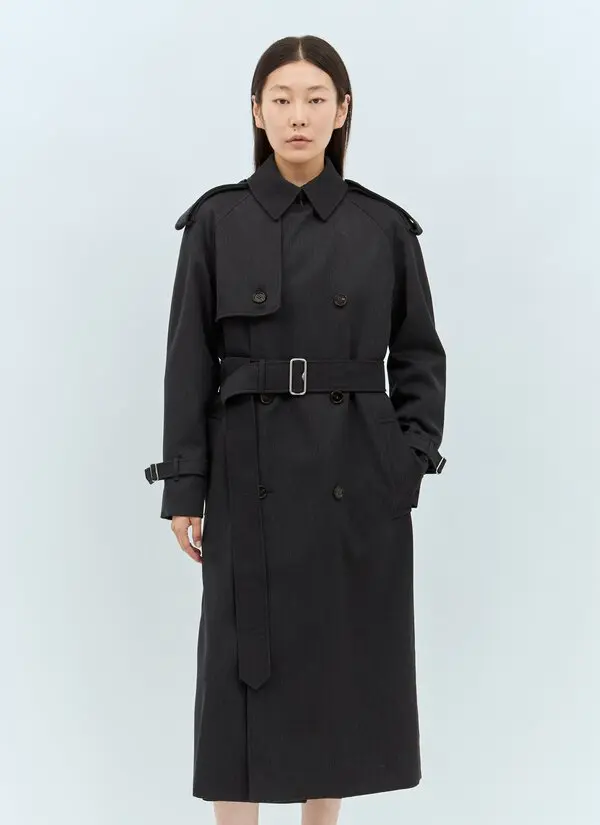 Burberry Long Wool Twill Trench Coat