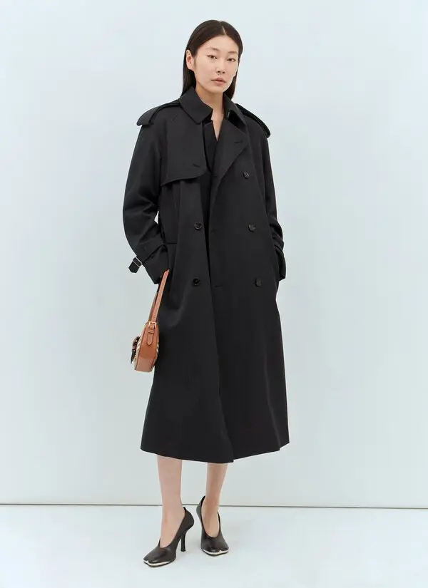 Burberry Long Wool Twill Trench Coat