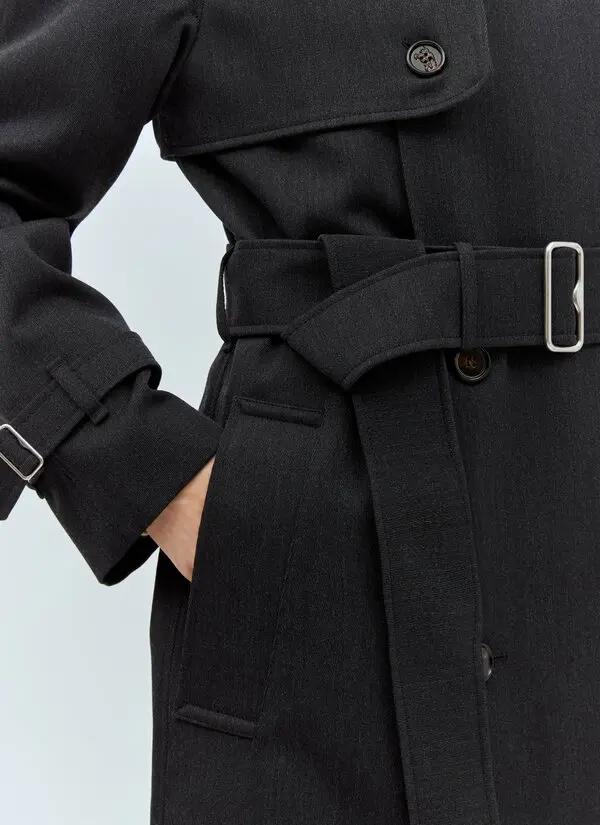 Burberry Long Wool Twill Trench Coat