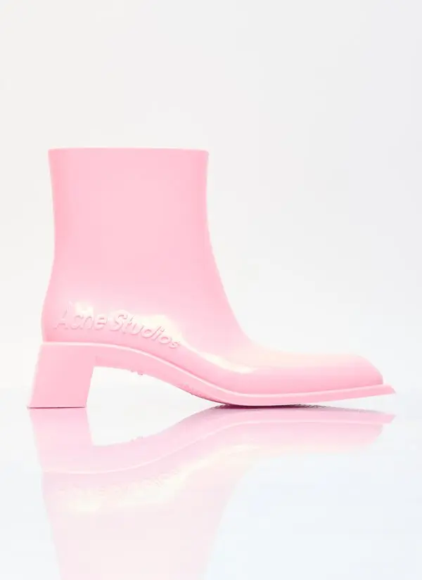 Acne Studios Rubber Ankle Boots With Embossed Logo - Pink