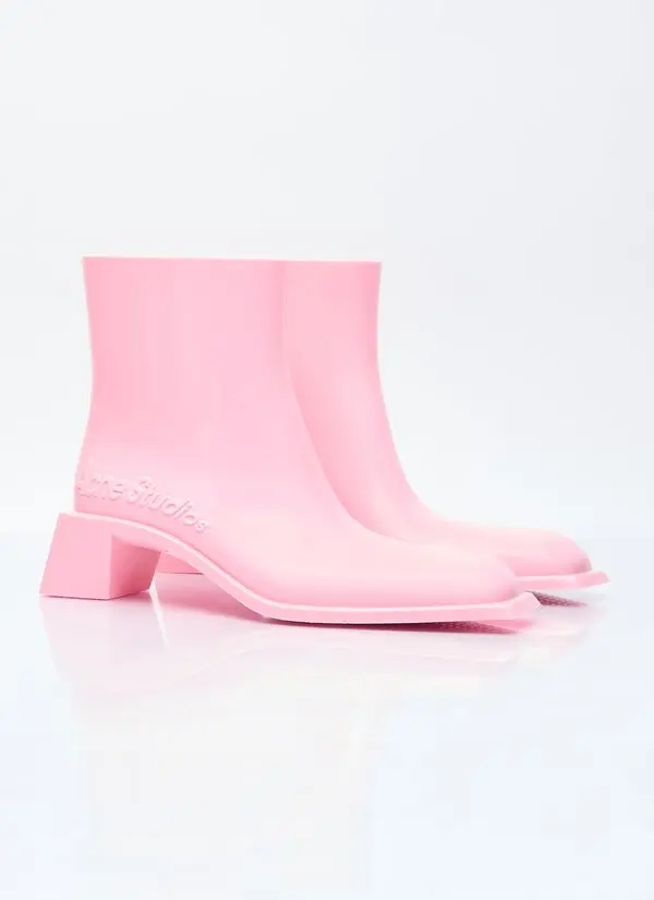 Acne Studios Rubber Ankle Boots With Embossed Logo - Pink