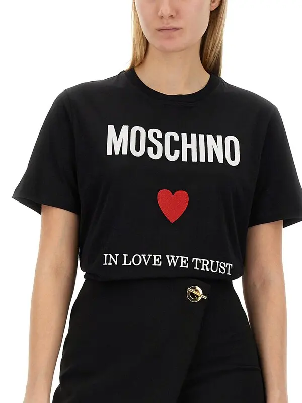 Moschino Cotton T-shirt With Logo And Heart Detail