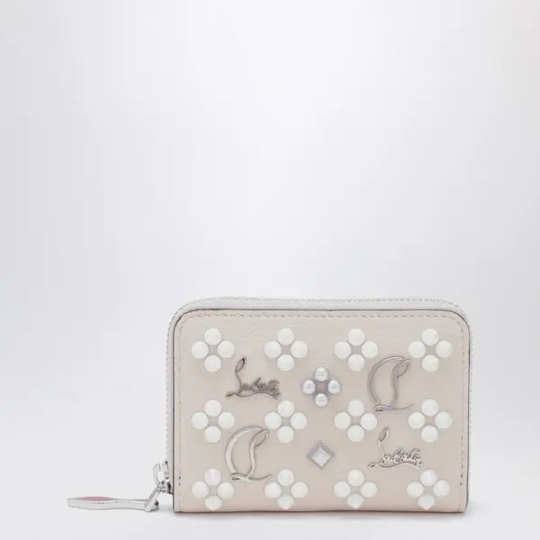 CHRISTIAN LOUBOUTIN Panettone Coin Purse In Grained Calfskin And Spikes - Pink
