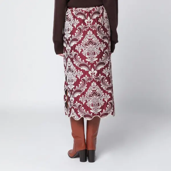 Farm Rio Jacquard Midi Skirt - Red