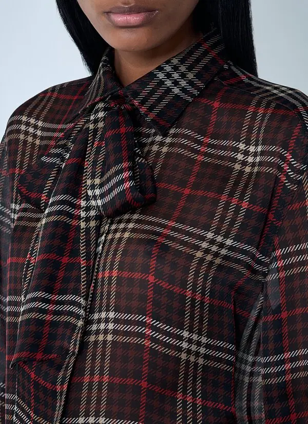 Saint Laurent Tartan Silk Cassandre Shirt - Gray