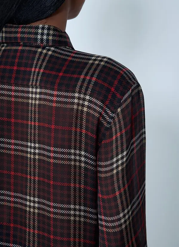 Saint Laurent Tartan Silk Cassandre Shirt - Gray