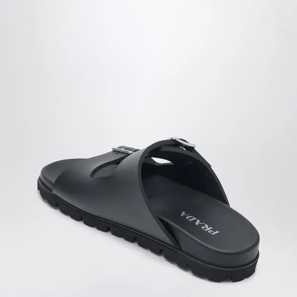 Prada Leather Double Buckle Slider Sandals