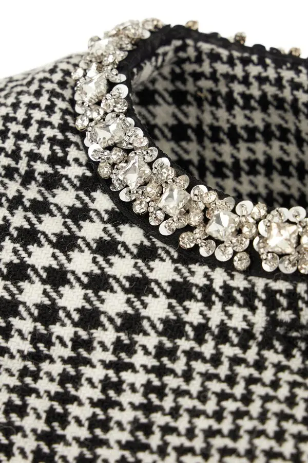 SELF-PORTRAIT Houndstooth Embellished Knitwear Jacket