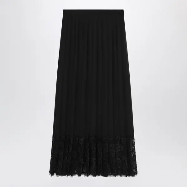 Dolce & Gabbana Chiffon Midi Skirt With Lace Trim - Black