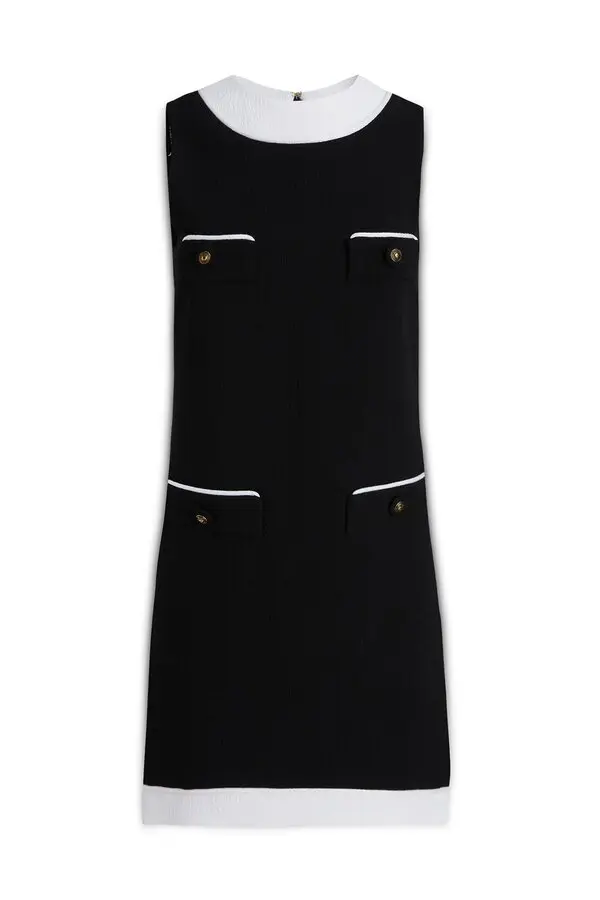 Moschino Sleeveless Dress With Contrast Trim And Button Details - Multicolor