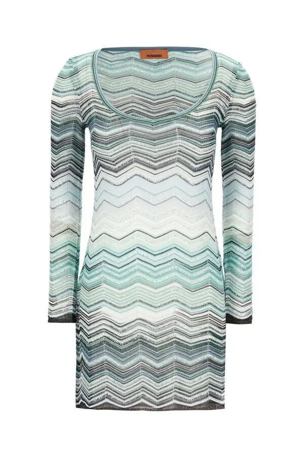Missoni Long Sleeve Zigzag Knit Dress