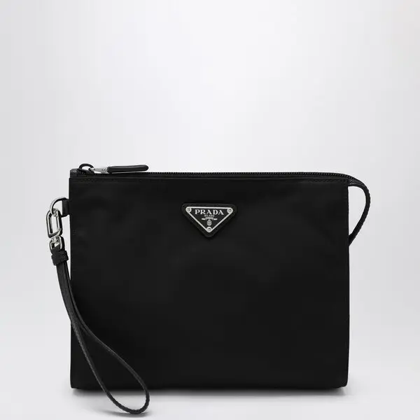 Prada Re-nylon And Saffiano Pouch - Black