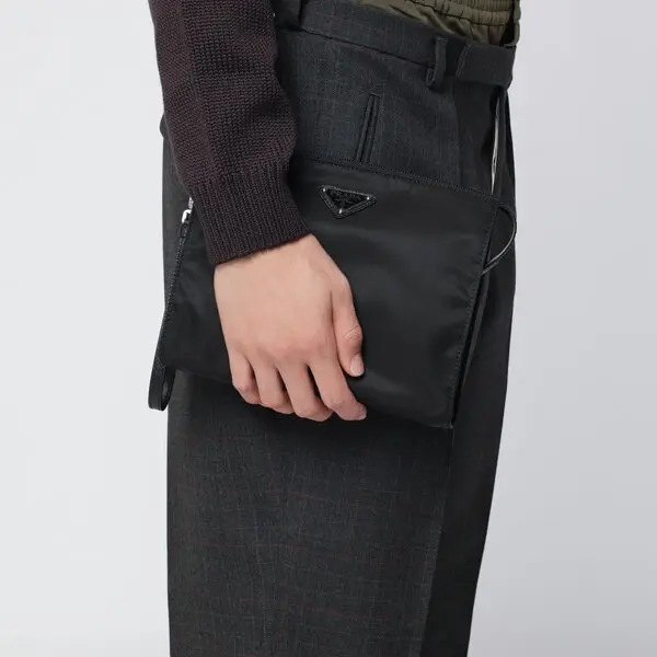 Prada Re-nylon And Saffiano Pouch - Black