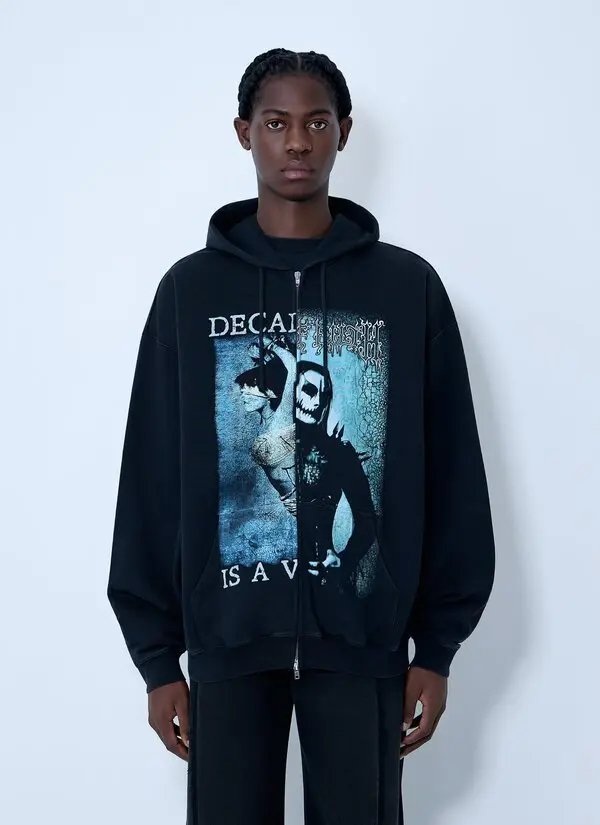 Vetements Graphic Print Zip-up Hooded Sweatshirt