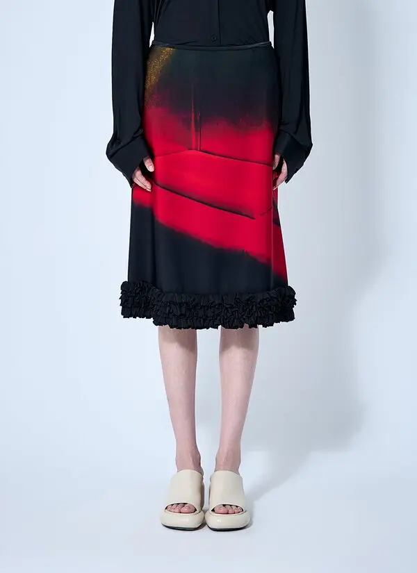 JIL SANDER Printed Midi Skirt With Ruffle Trim