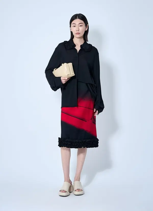 JIL SANDER Printed Midi Skirt With Ruffle Trim