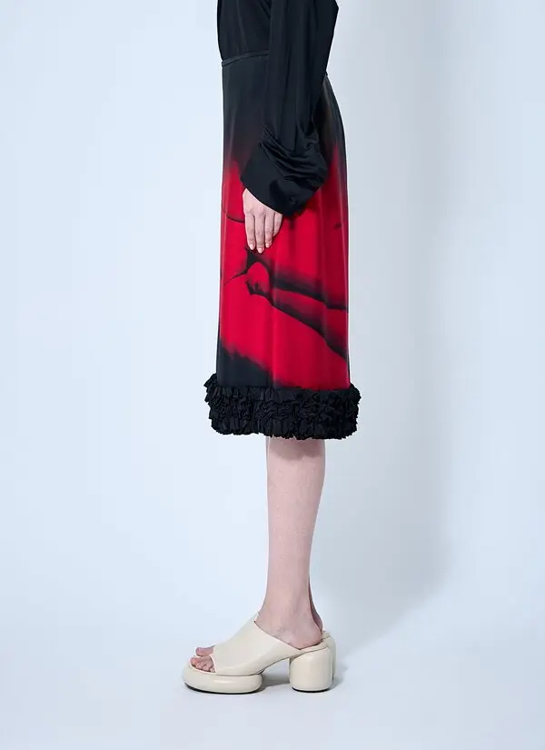 JIL SANDER Printed Midi Skirt With Ruffle Trim