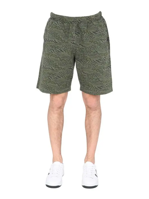 Kenzo Bermuda Shorts With Animal Print - Brown