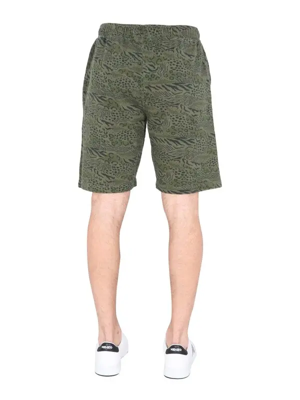 Kenzo Bermuda Shorts With Animal Print - Brown
