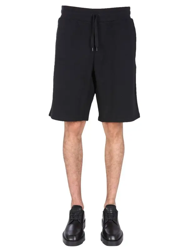 Moschino Bermuda Shorts With Embroidered Logo - Black