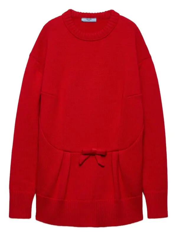 Prada Wool Crewneck Sweater With Bow Detail - Multicolor