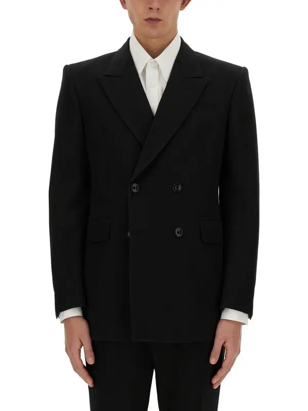 Alexander McQueen Double-breasted Jacket In Cotton - Black