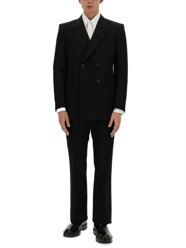 Alexander McQueen Double-breasted Jacket In Cotton - Black