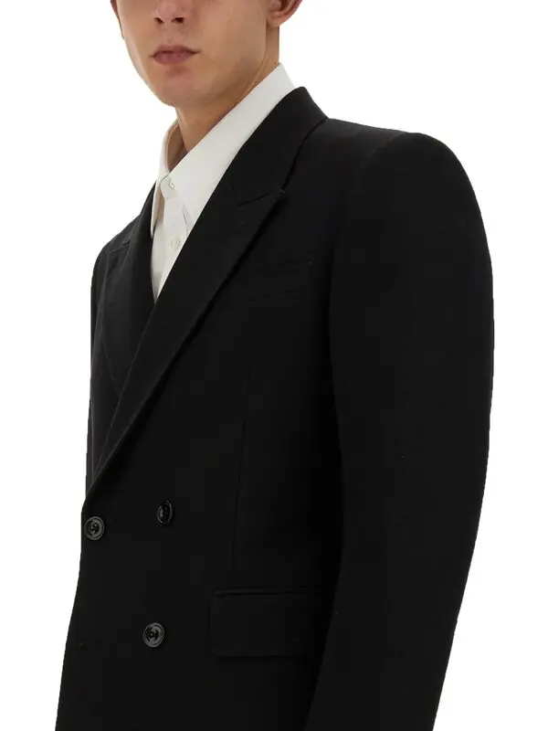 Alexander McQueen Double-breasted Jacket In Cotton - Black