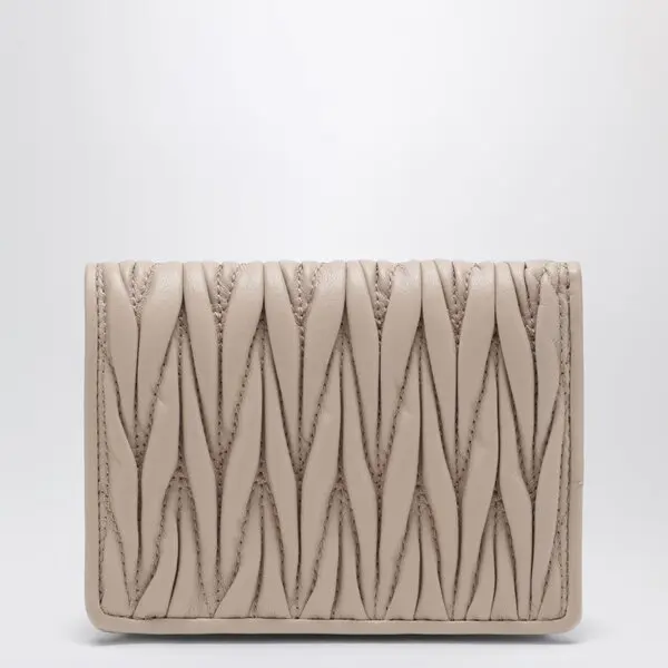 Miu Miu Compact Wallet In Powder- Quilted Nappa - Pink