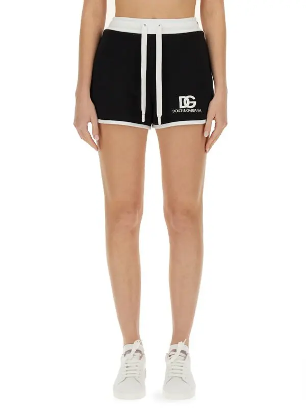 Dolce & Gabbana Logo Embroidered Shorts - Black