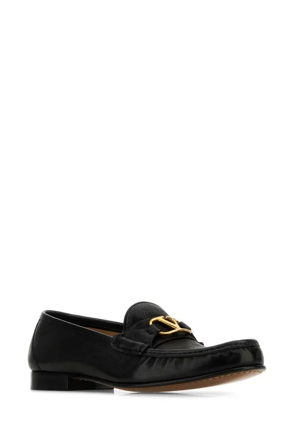 Valentino Garavani Leather Vlogo Loafers - Black