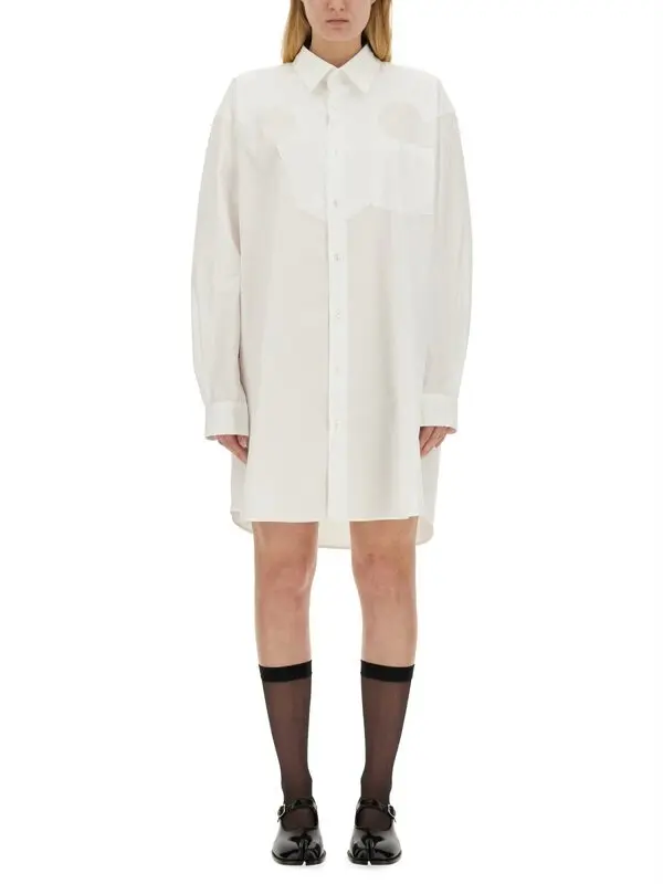 MAISON MARGIELA Oversized Cotton Shirt Dress - White