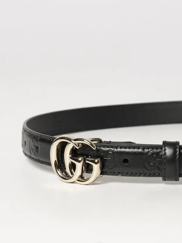 Gucci Calfskin Belt With Gold Tone Gg Buckle