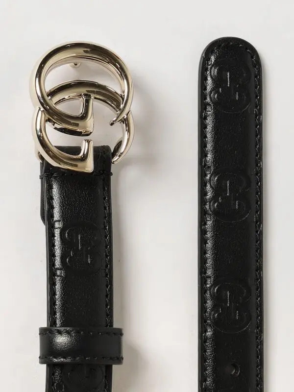 Gucci Calfskin Belt With Gold Tone Gg Buckle