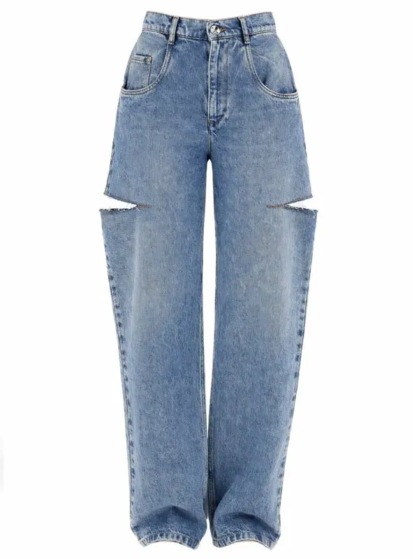 MAISON MARGIELA High Waisted Jeans With Cutout Detail - Blue