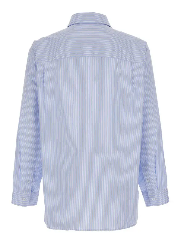 A.p.c. Light Blue Long-sleeved Shirt With Classic Collar And Striped Motif In Cotton For - Multicolor