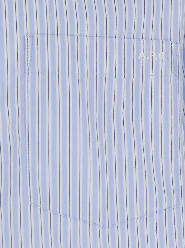 A.p.c. Light Blue Long-sleeved Shirt With Classic Collar And Striped Motif In Cotton For - Multicolor