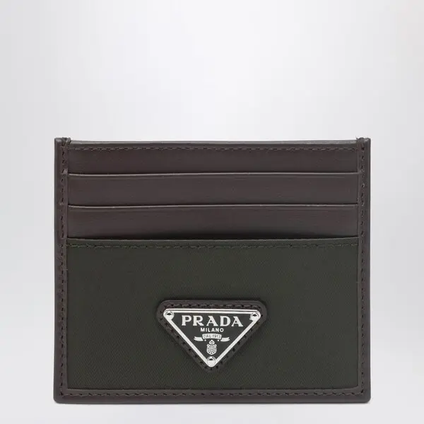 Prada Speedrock Card Holder In Re-nylon Camouflage And Leather - Green