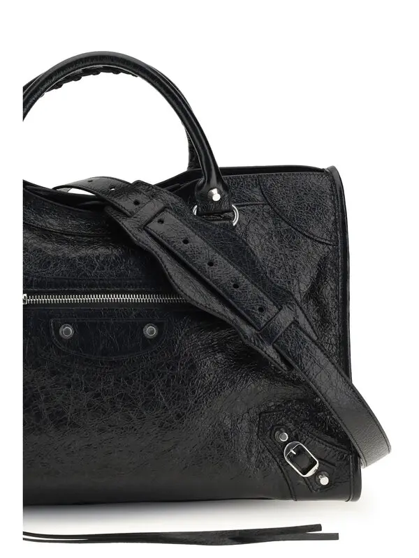 Balenciaga Le City Medium Handbag With Braided Handles And Knotted Zipper Pulls - Black