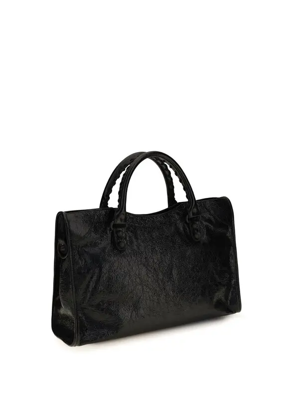 Balenciaga Le City Medium Handbag With Braided Handles And Knotted Zipper Pulls - Black