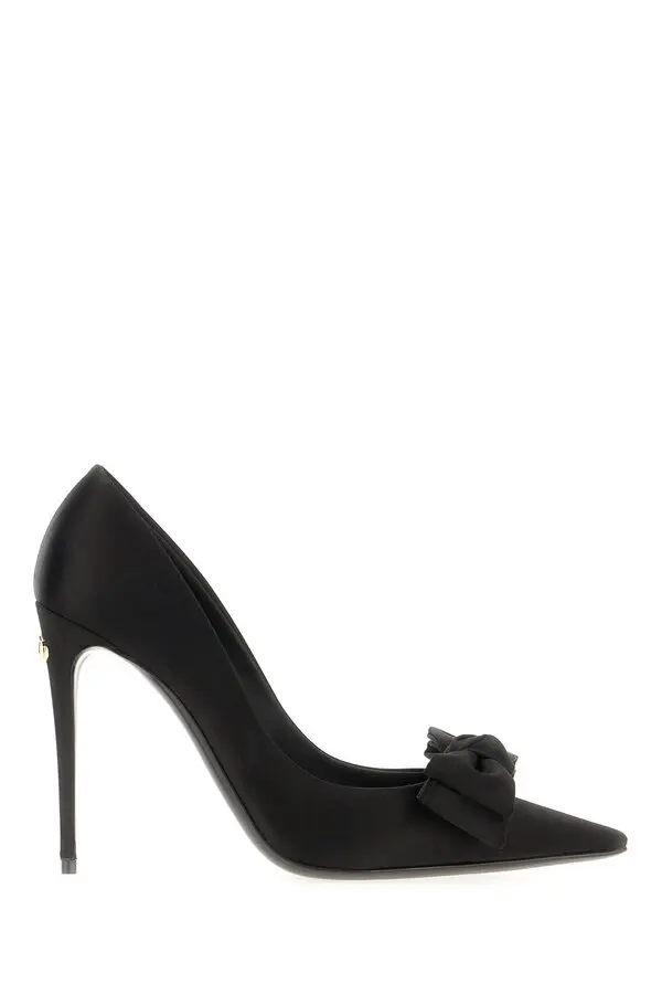 Dolce & Gabbana Black Satin Bow Detail High Heel Pumps