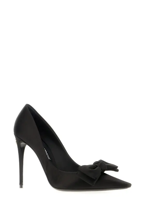 Dolce & Gabbana Black Satin Bow Detail High Heel Pumps