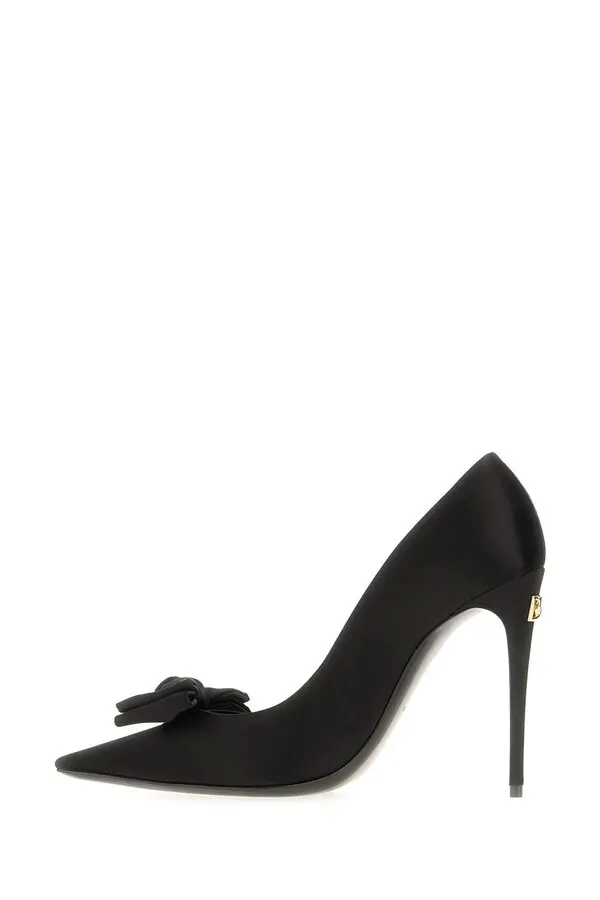 Dolce & Gabbana Black Satin Bow Detail High Heel Pumps